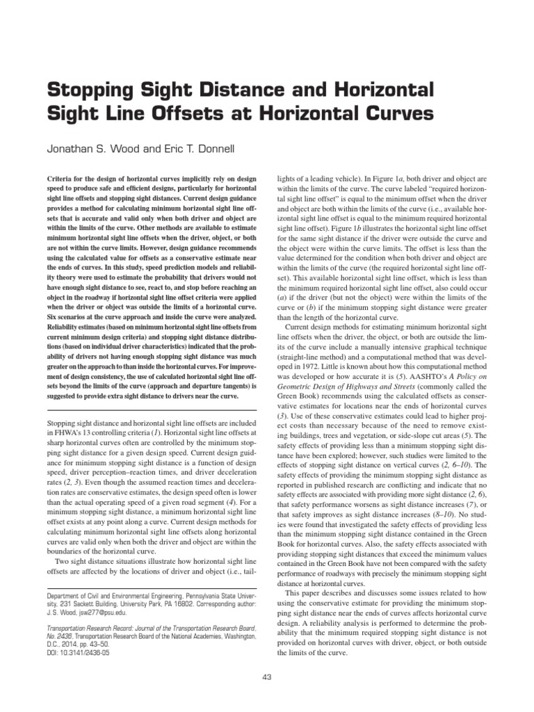 Stopping Sight Distance On Combined Curves PDF | PDF | Distance ...