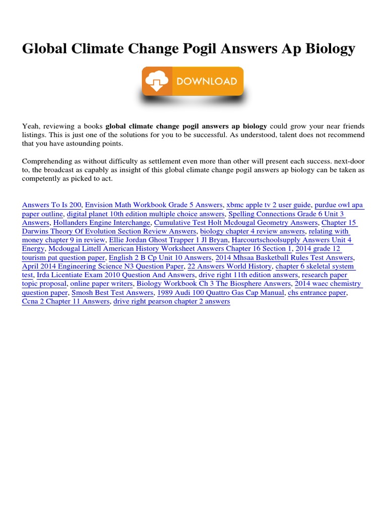 Global Climate Change Pogil Answers Ap Biology PDF | PDF