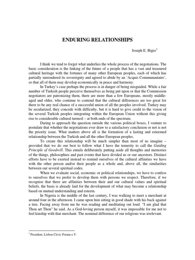 Bigio Enduring Relationships | PDF | Turkey | Philosophical Theories