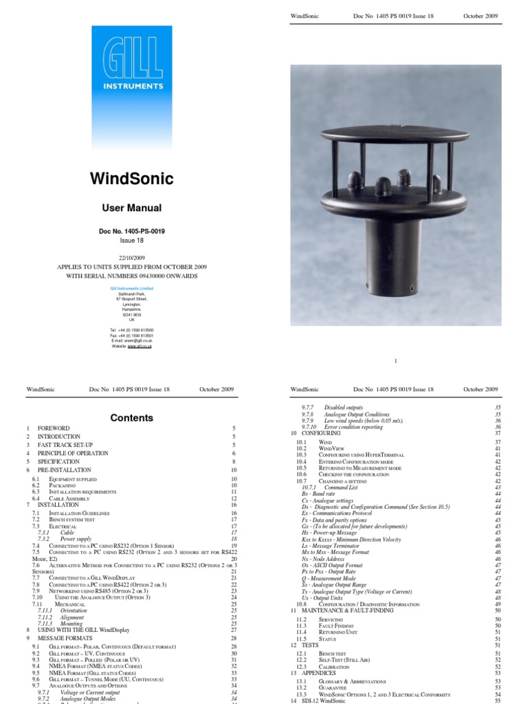 Manual Sensor Anemómetro WindSonic GPA | PDF | Electrical Connector ...