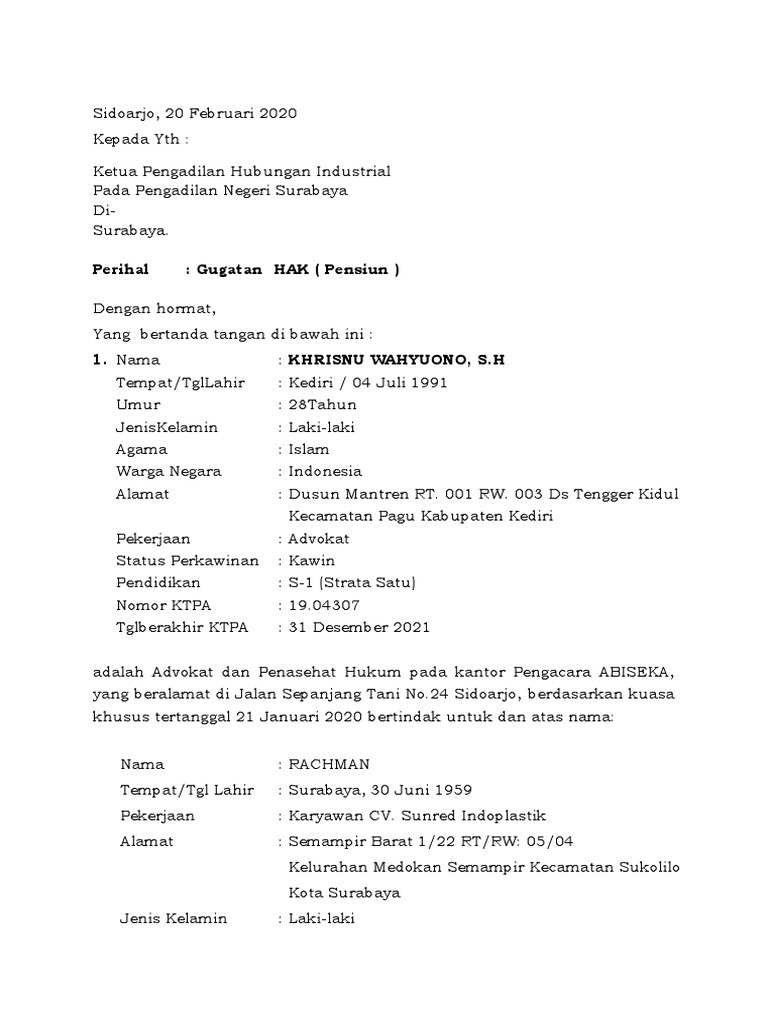 Gugatan Rahman Kepada CV Sunred | PDF | Pengelolaan Keuangan & Uang | Hukum