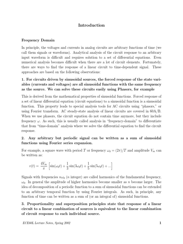 ECE60L Lecture Notes, Spring 2002 | Download Free PDF | Electrical ...