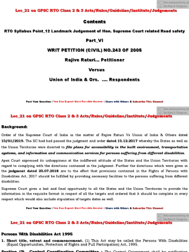Act & Rule Lec 21 Rajive Raturi | PDF | Supreme Court Of India ...