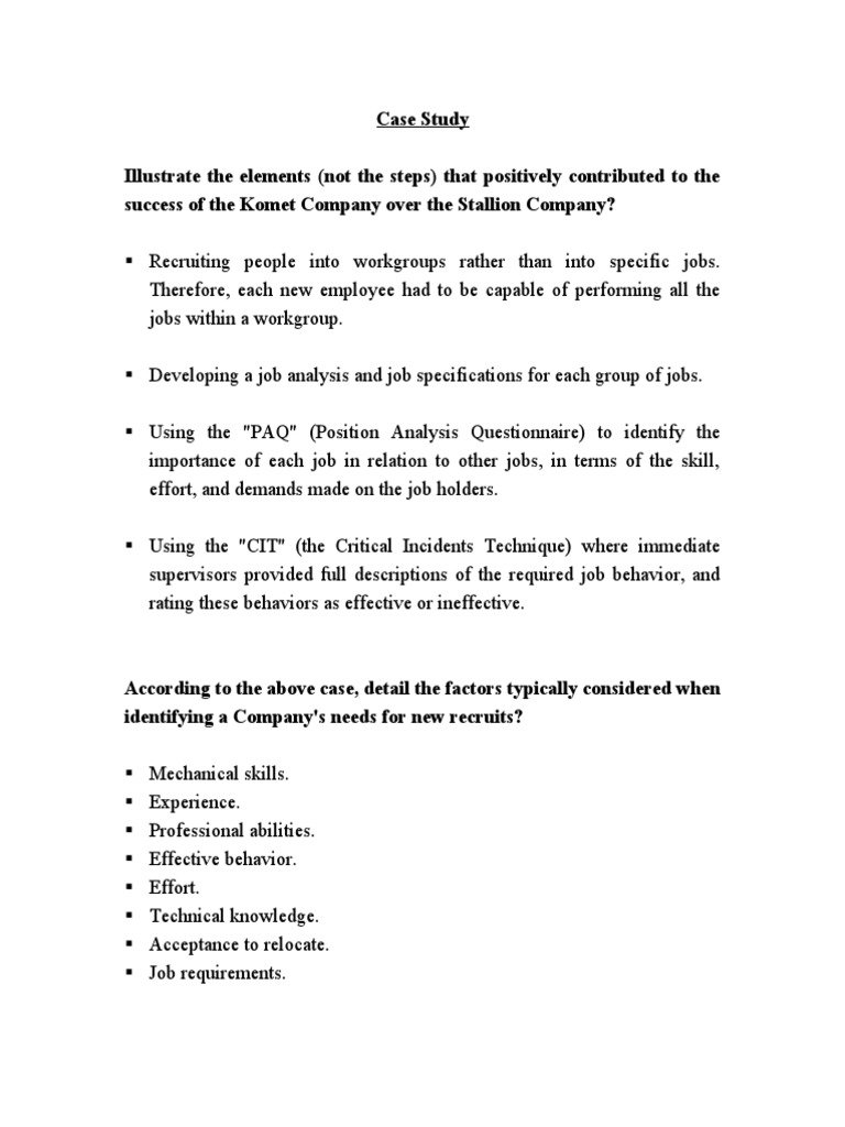 Case Study - HR Two Companies Recruitment | PDF