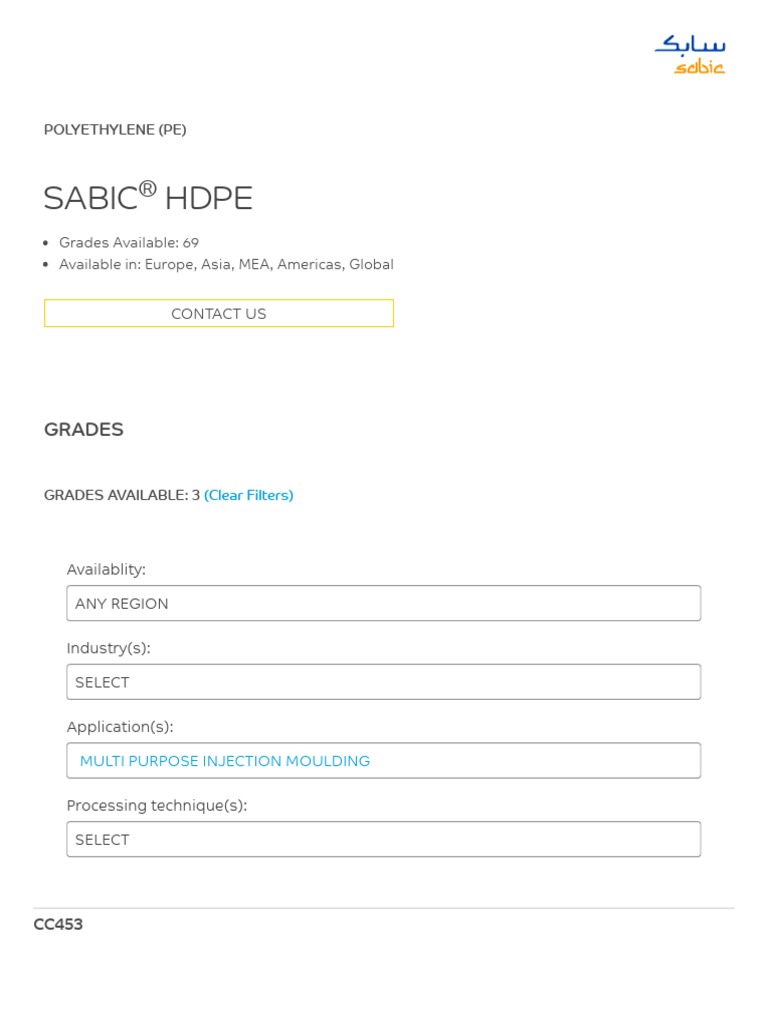 Sabic - Sabic® Hdpe 1 PDF | Download Free PDF | Polyethylene | Strength ...