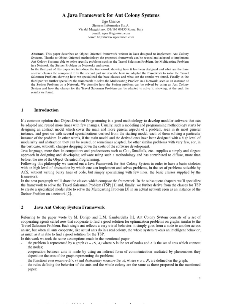 A Java Framework For Ant Colony Systems | Download Free PDF | Class ...