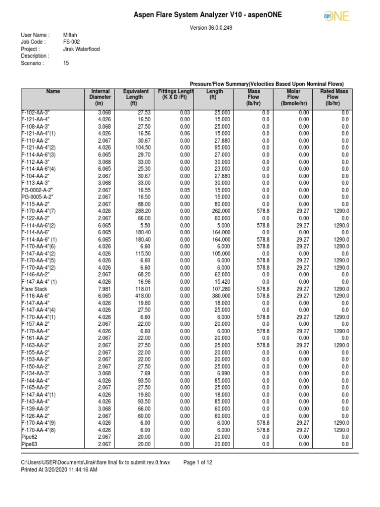 Aspen Flare System Analyzer V10 - Aspenone | PDF | Soft Matter | Mechanics