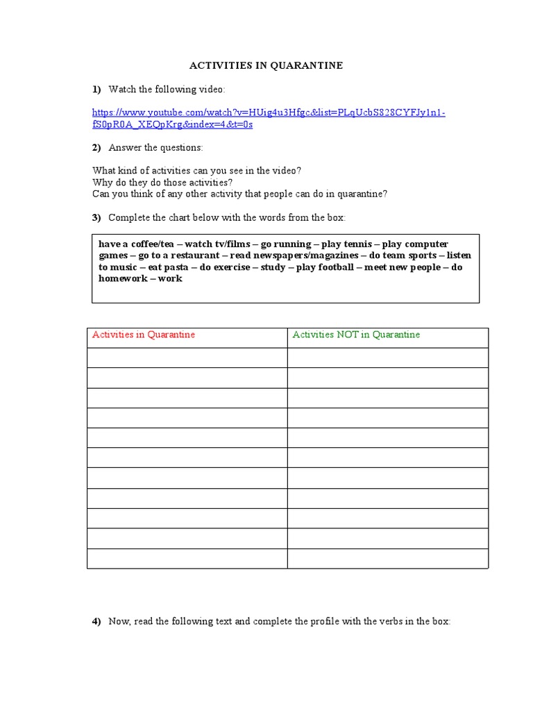 Quarantine Activity Ideas and Tips | PDF