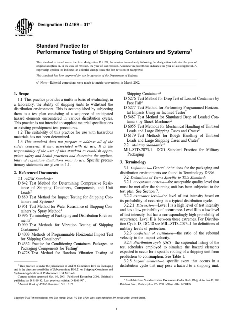 Astm D 4169 | Download Free PDF | Cargo | Packaging And Labeling