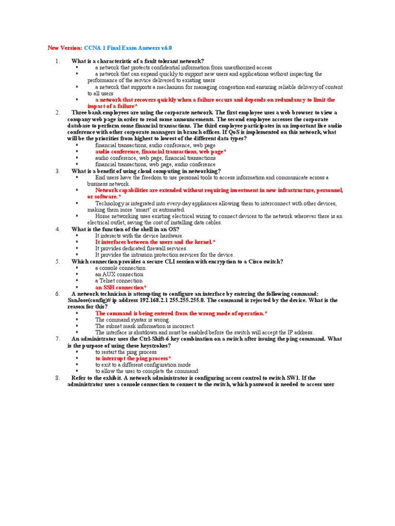 CCNA 1 Final Exam Answers v6.0 | PDF | I Pv6 | Computer Network