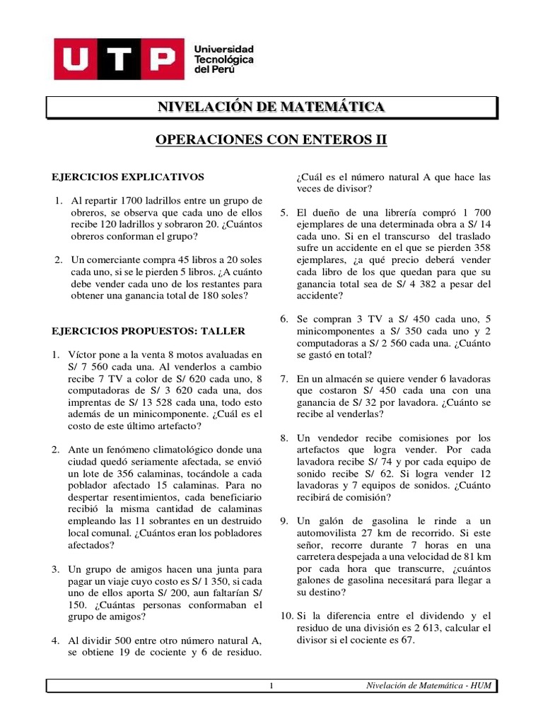S01.s2 Ejercicios Taller1 | PDF | División (Matemáticas) | Agitación