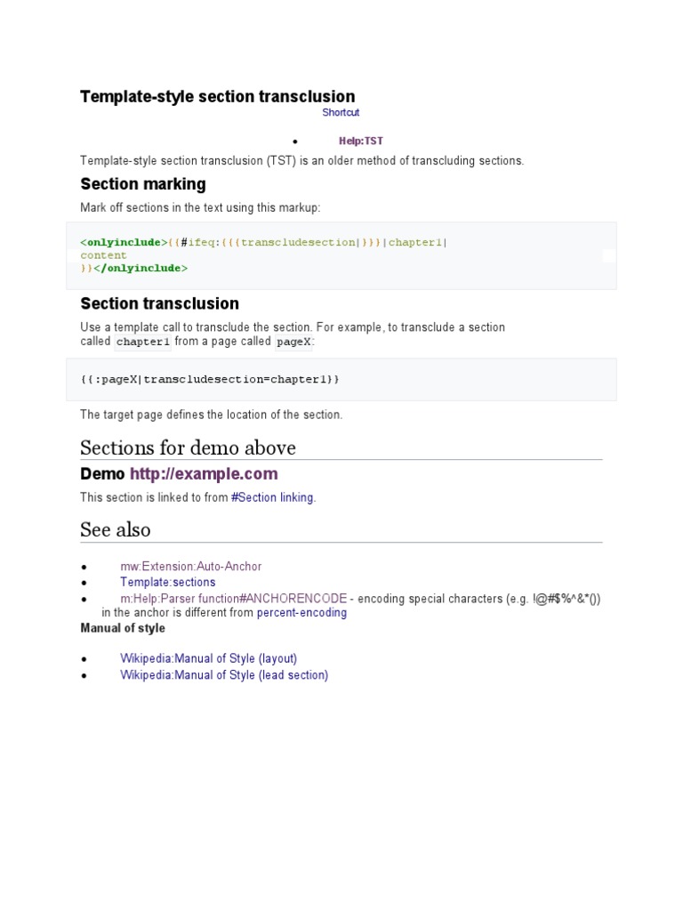 Sections For Demo Above: Template-Style Section Transclusion | PDF