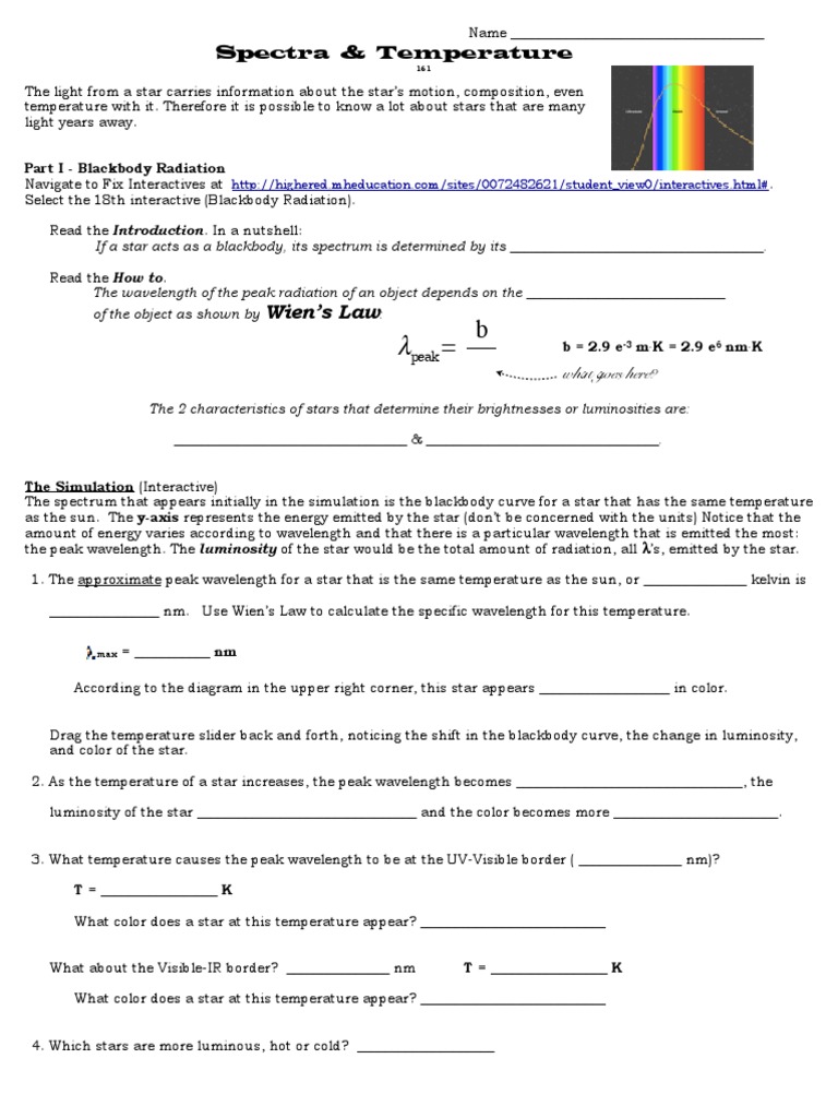 Stellar Temperature and Color Relationships | PDF | Stars | Radiation