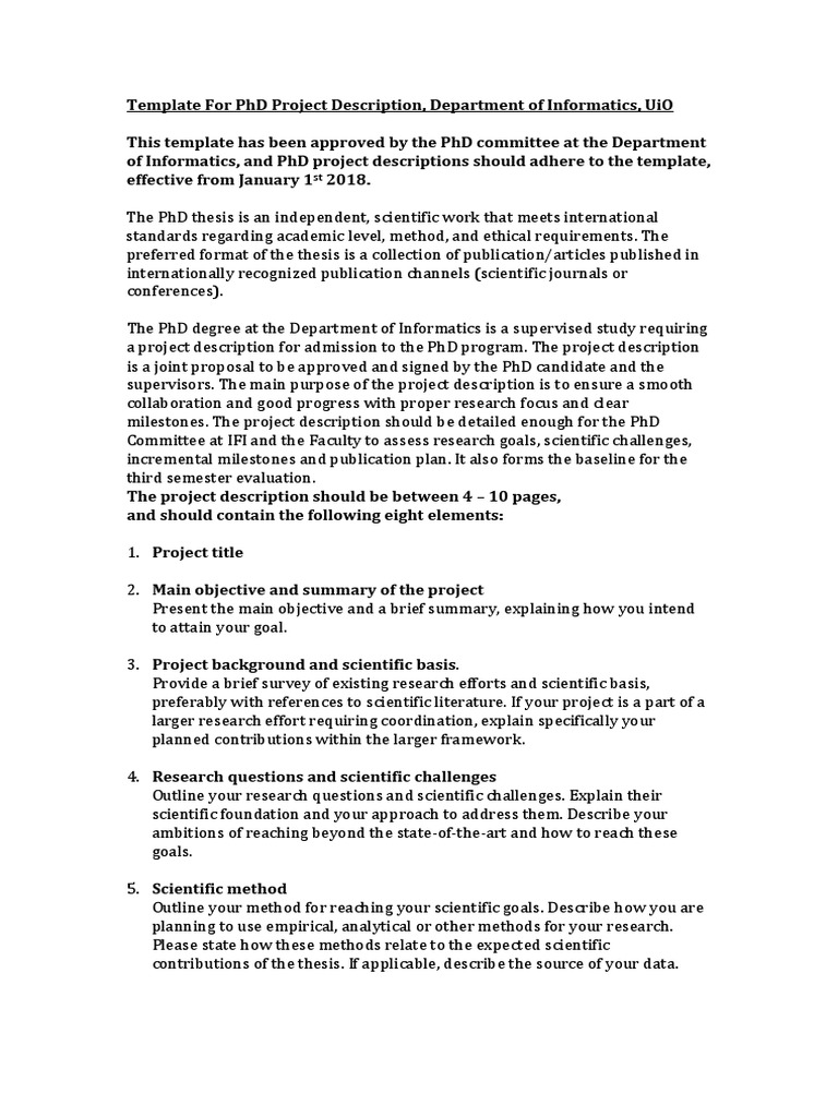 Ifi Template For PHD Project Proposal 2018 PDF | PDF | Doctorate | Thesis