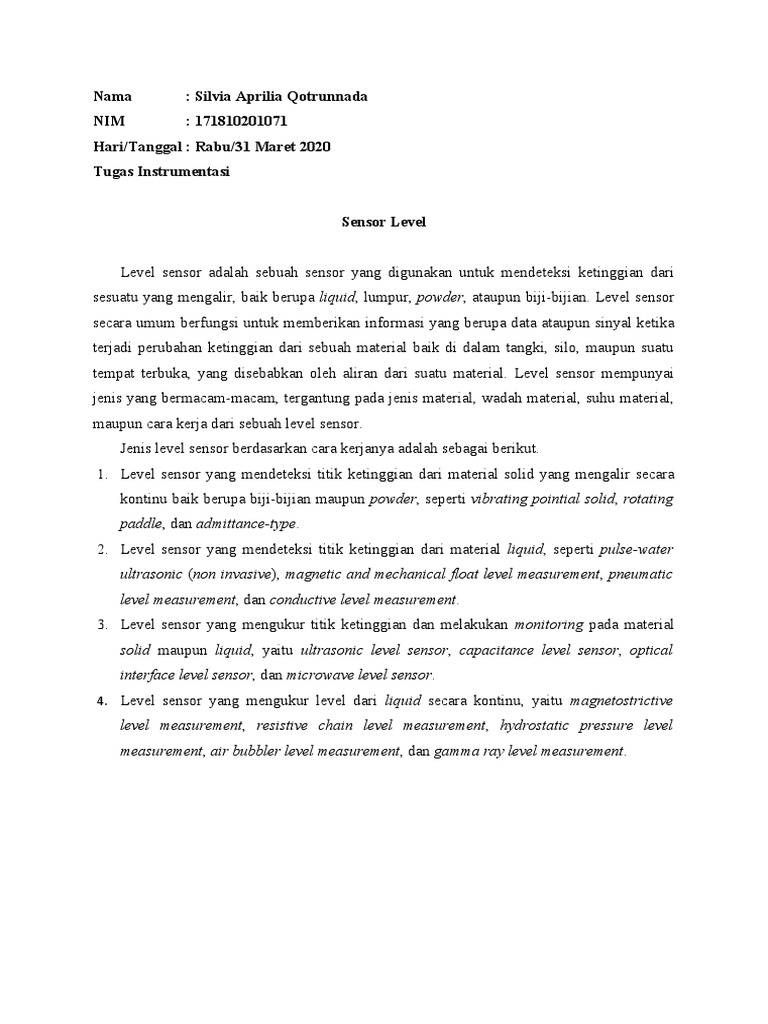 Tugas Level Sensor | PDF