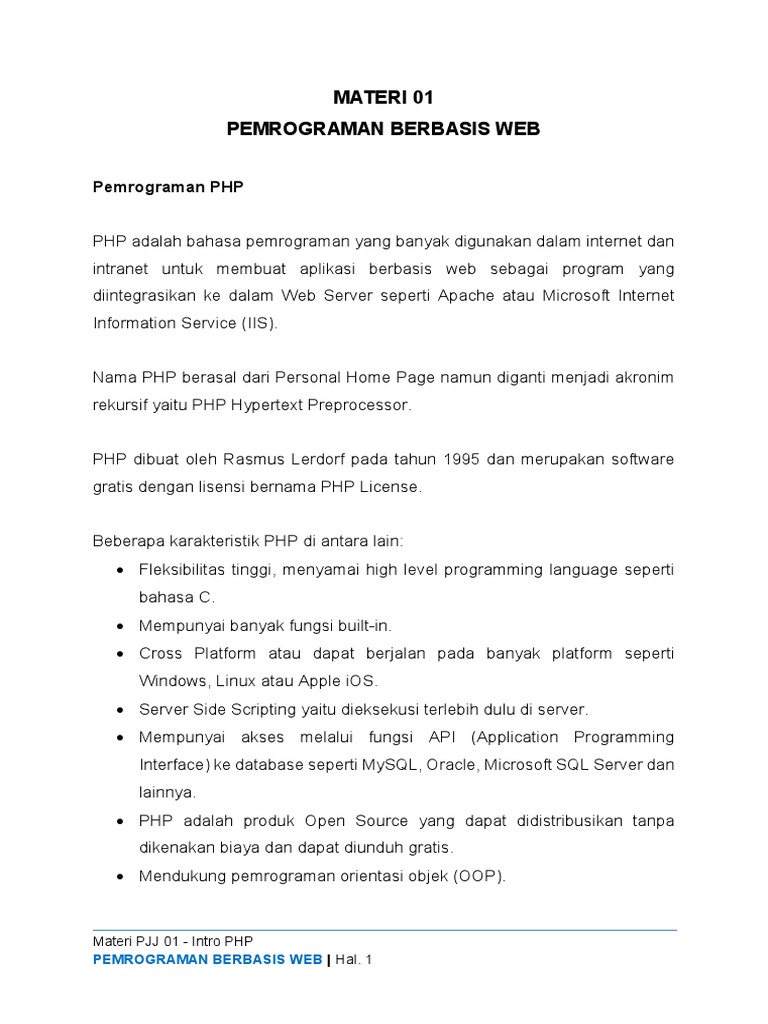 Pemrograman PHP Dasar | PDF