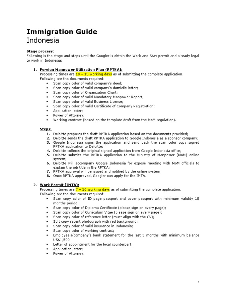 Indonesia Immigration Guide | PDF | Google+ | Travel Visa