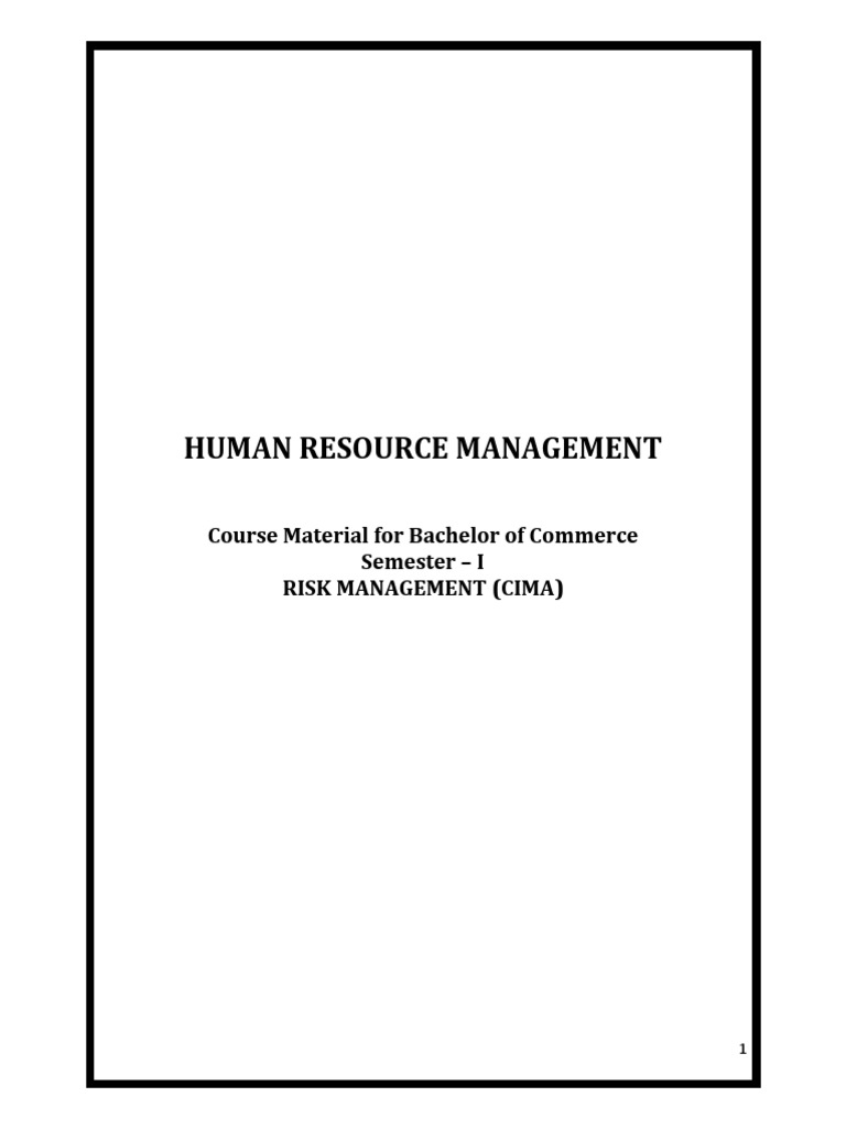 Human Resource Management: Course Material For Bachelor of Commerce ...