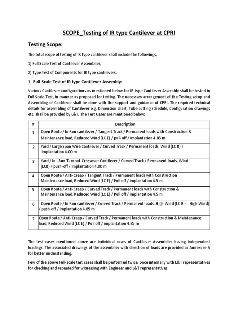 SCOPE - IR Type Cant. Testing at CPRI | PDF | Nature
