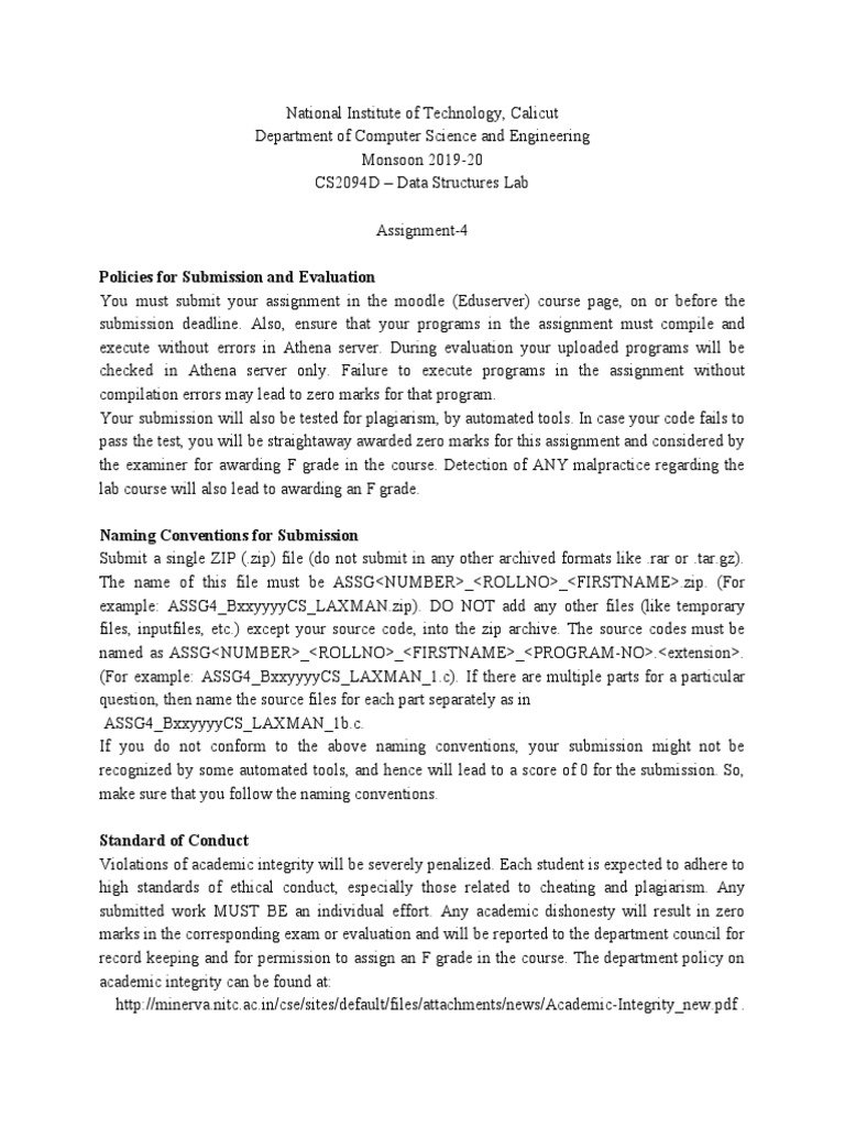 Assignment4-NIT CALICUT DSA | PDF | Algorithms And Data Structures | Computer Programming