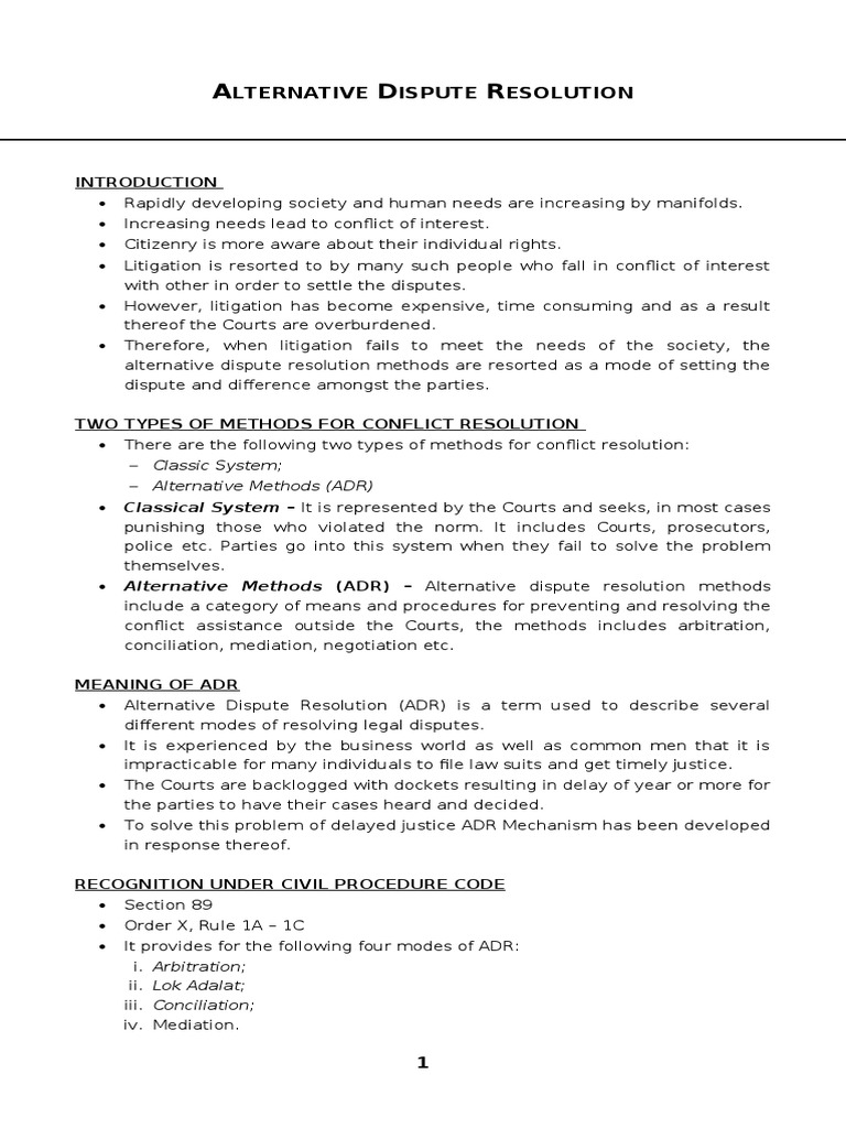 Alternative Dispute Resolution Methods Explained | PDF | Alternative ...