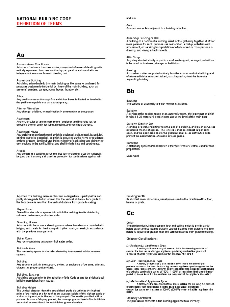 Building Code Vocabulary | PDF | Wall | Chimney