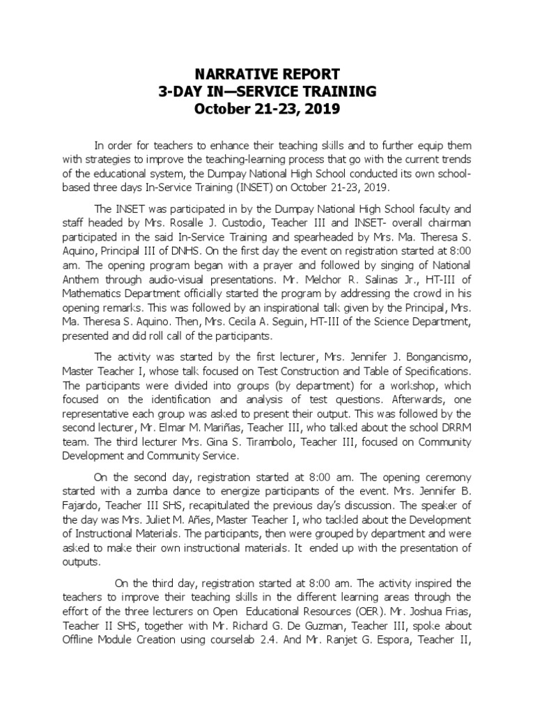 Narrative Report SLAC | PDF | Pedagogy | Communication