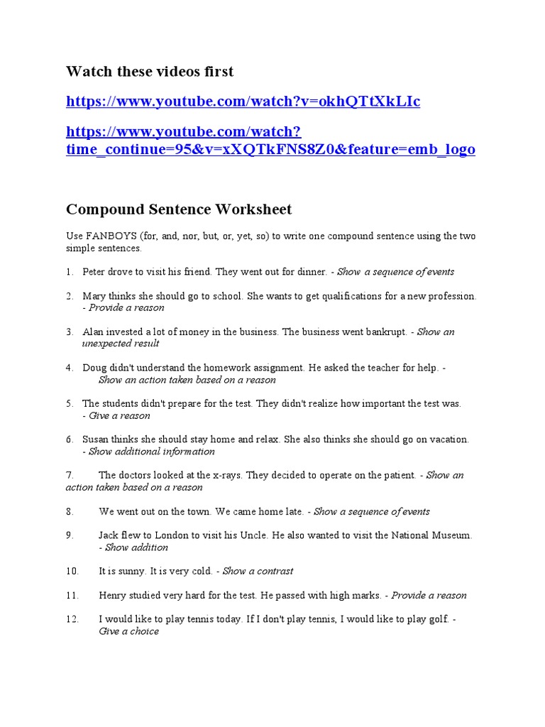 Exercises On Sentence Structure | PDF