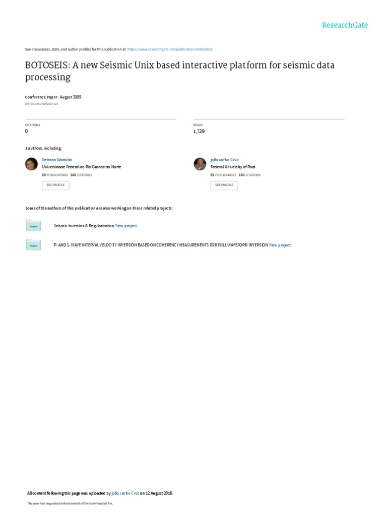 BOTOSEIS: A New Seismic Unix Based Interactive Platform For Seismic Data Processing | PDF ...