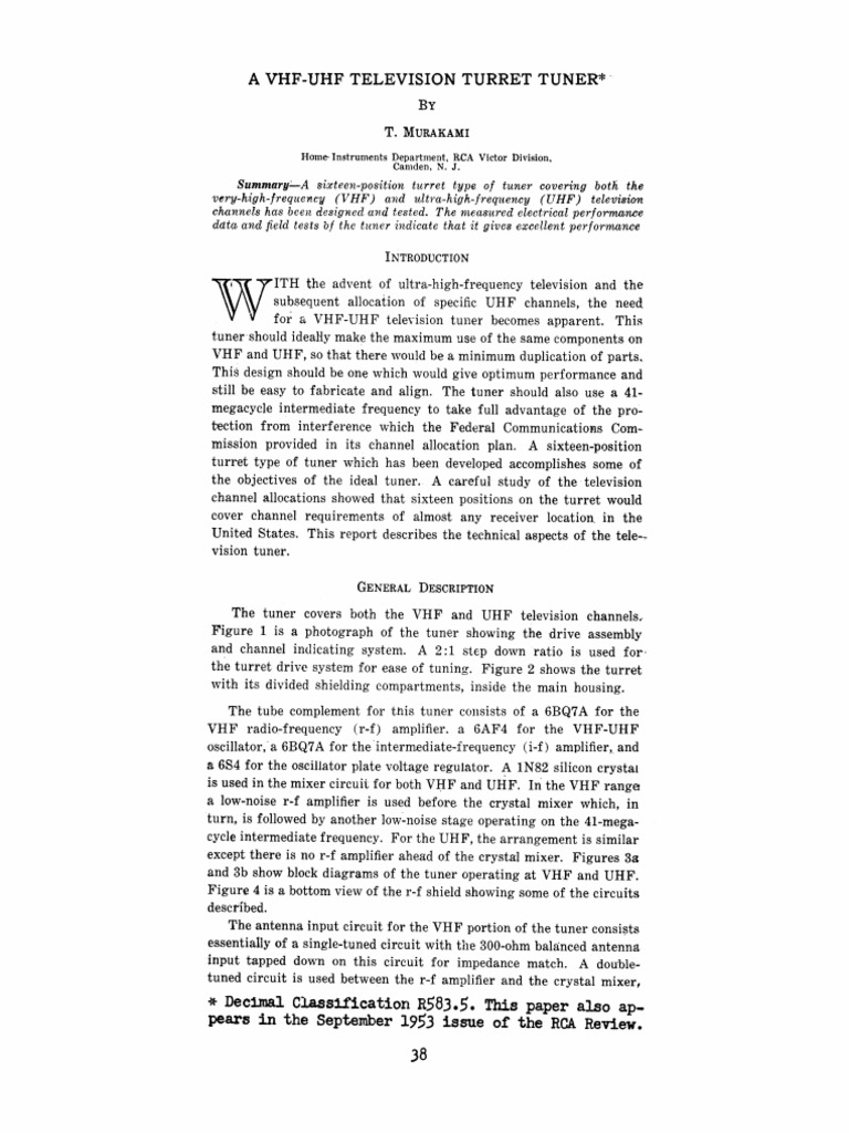 A VHF-UHF Television Turret Tuner-ujC | PDF | Amplifier | Broadcast ...