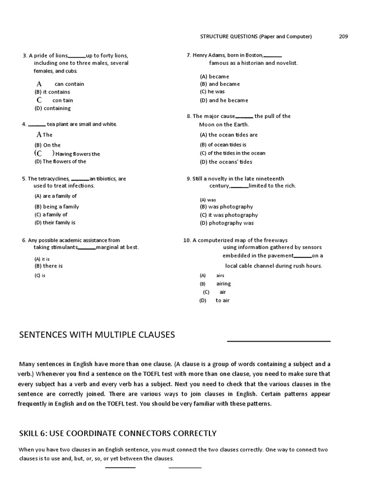 Sentences With Multiple Clauses: Skill 6: Use Coordinate Connectors ...