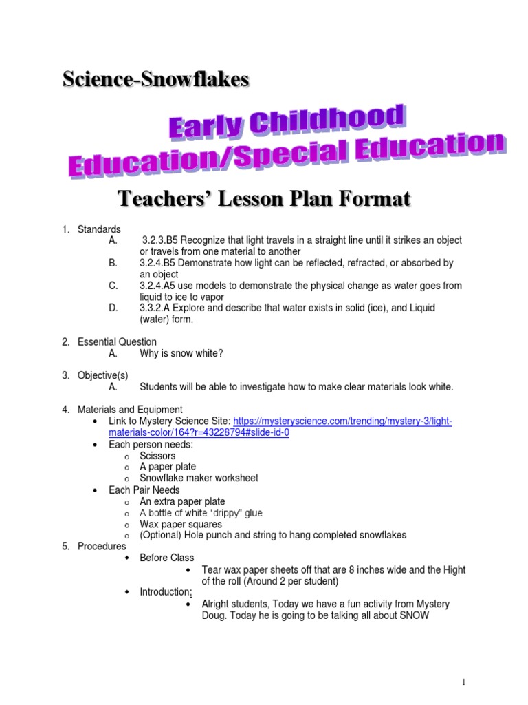 Snowflake Science Lesson Plan | PDF | Water | Nature