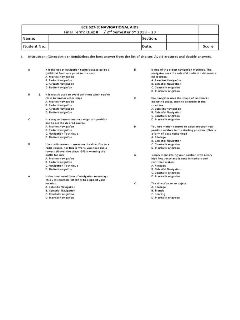 Marine Navigation - Navi Aids Finals | PDF | Navigation | Inertial ...