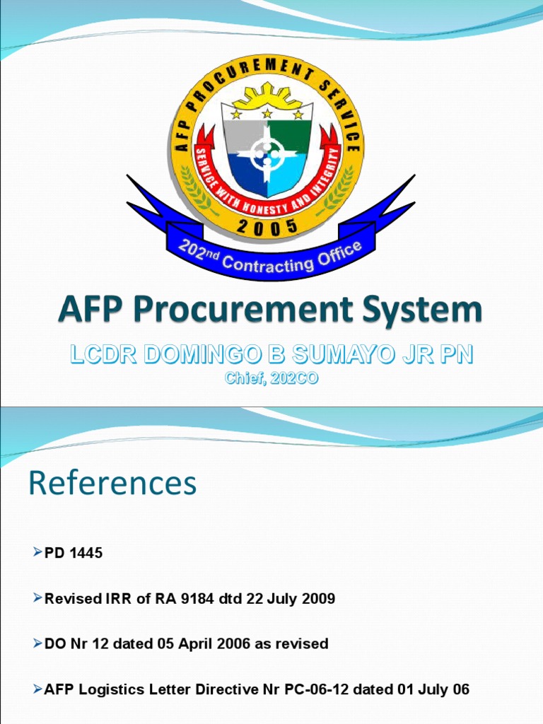 AFP Procurement Service Guidelines | PDF | Procurement | Corporate Jargon