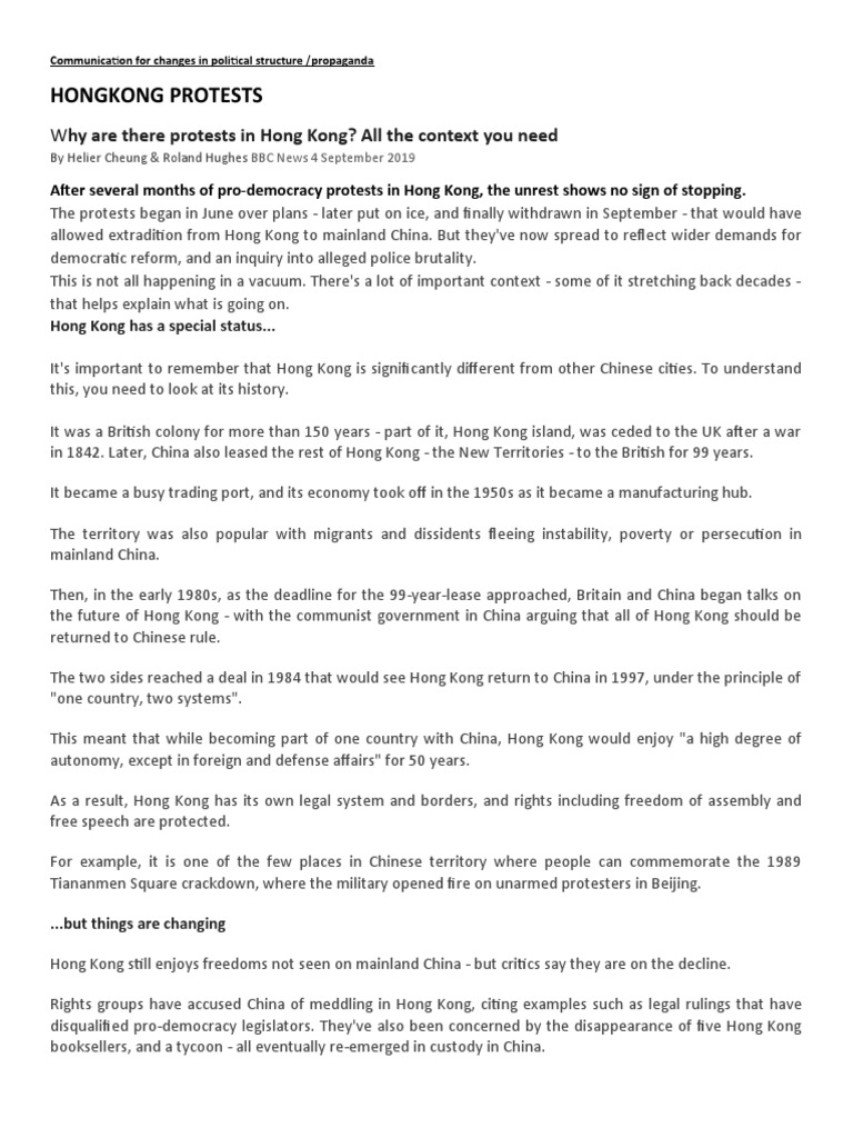 Hongkong Protests: Why Are There Protests in Hong Kong? All The Context ...