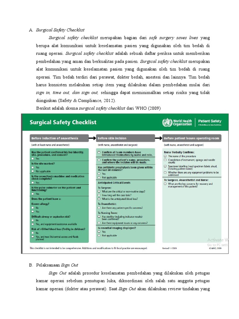 Tahap Sign Out Operasi | PDF