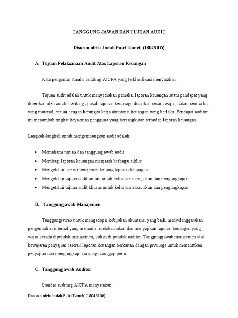 Resume Bab 6 (Tanggung Jawab Dan Tujuan Audit) | PDF
