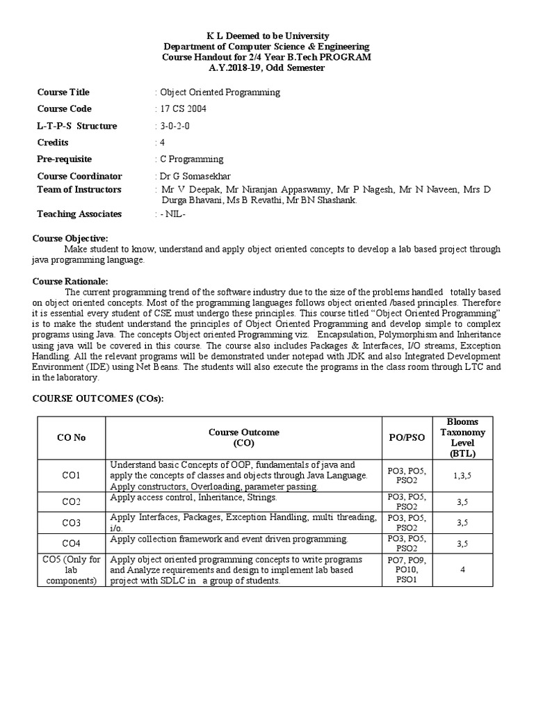 19.12.19 Course Handout V 2.0.doc - ECE | PDF | Method (Computer Programming) | Class (Computer ...