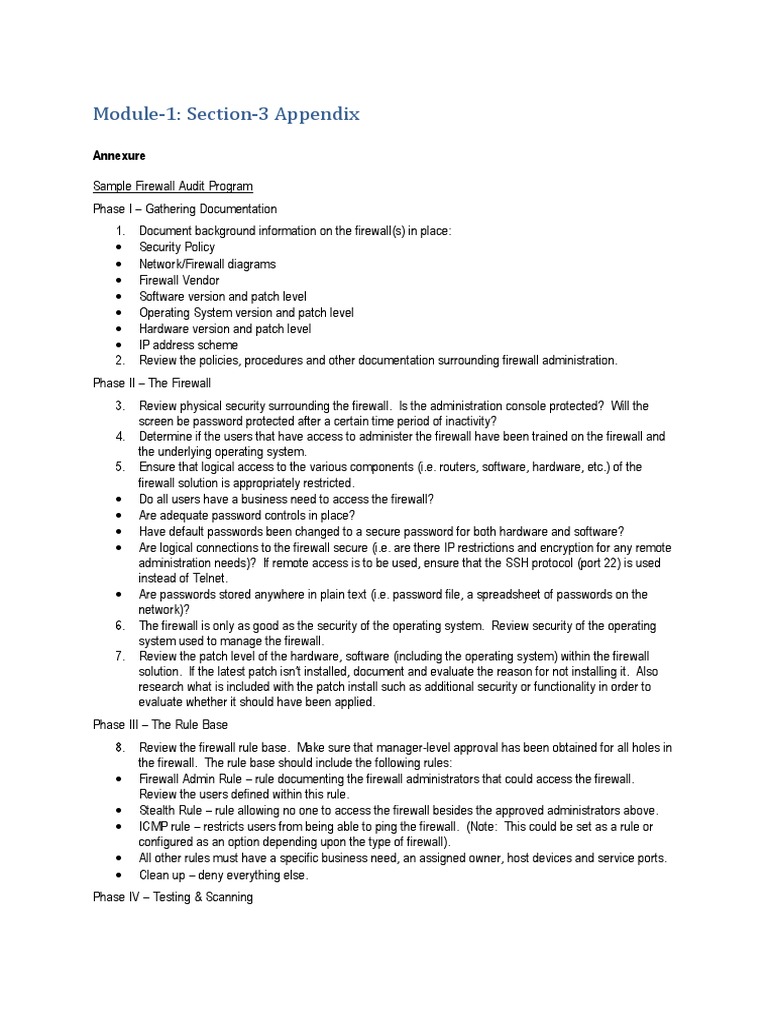 Module-1: Section-3 Appendix: Annexure | PDF | Firewall (Computing) | Computer Network