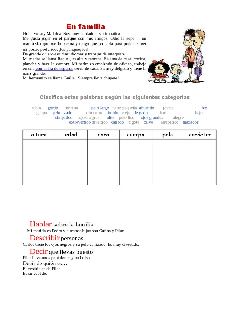 Adjetivos Familia | PDF