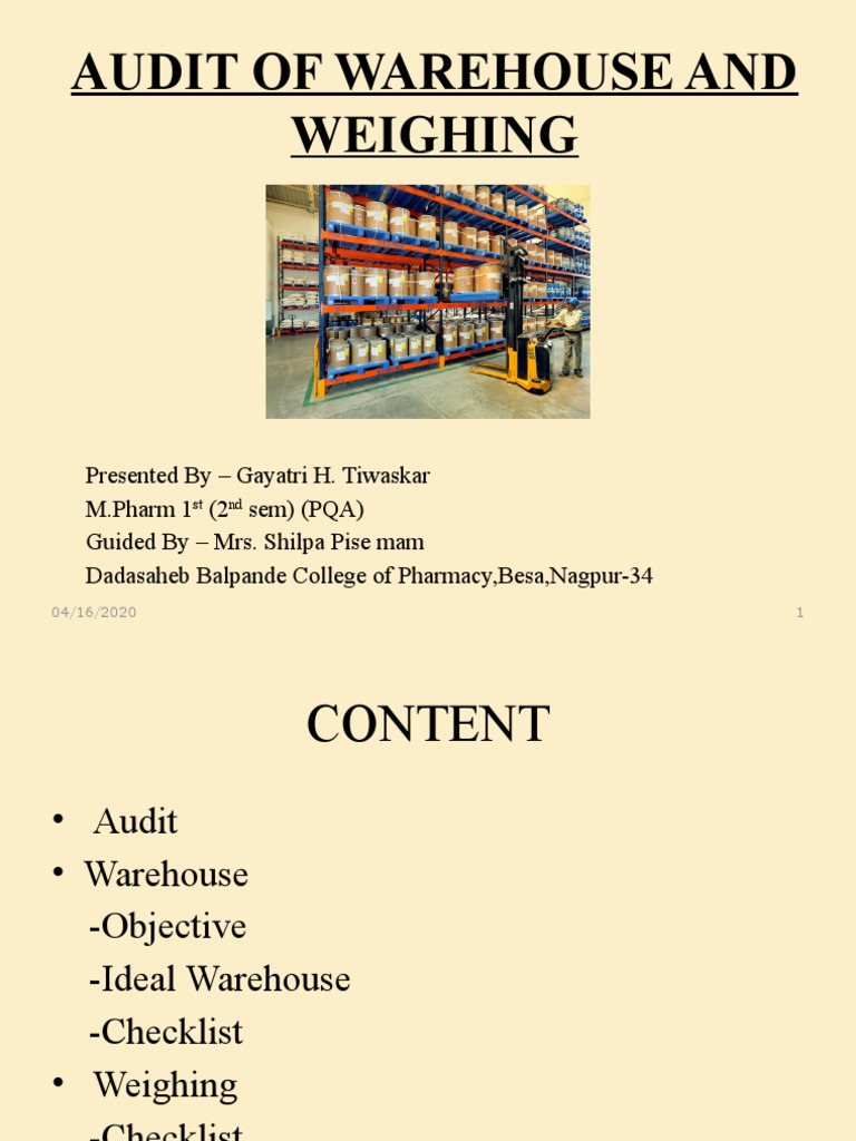 Audit of Warehouse and Weighing | PDF | Warehouse | Packaging And Labeling