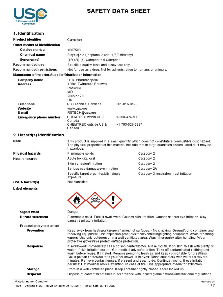 Safety Data Sheet: 1. Identification | PDF | Dangerous Goods | Toxicity
