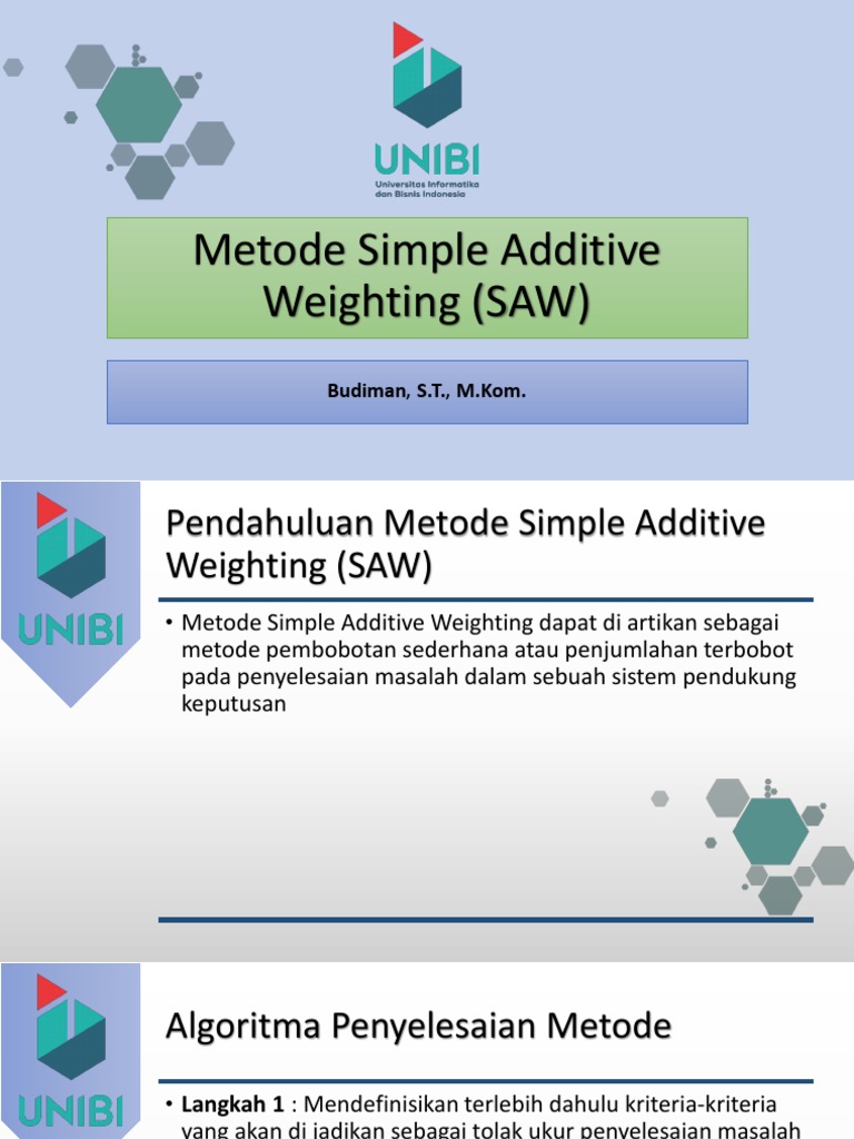 5 Metode Simple Additive Weighting (SAW) | PDF