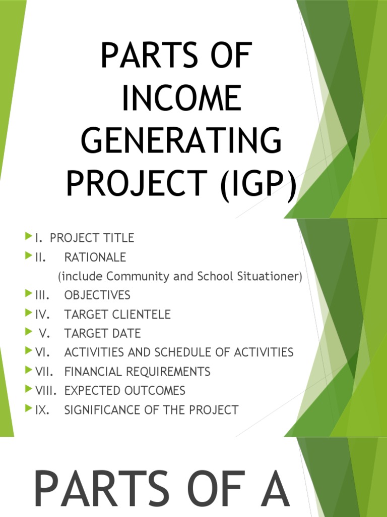 Parts of Income Generating Project (Igp) | PDF | Learning | Behavior ...