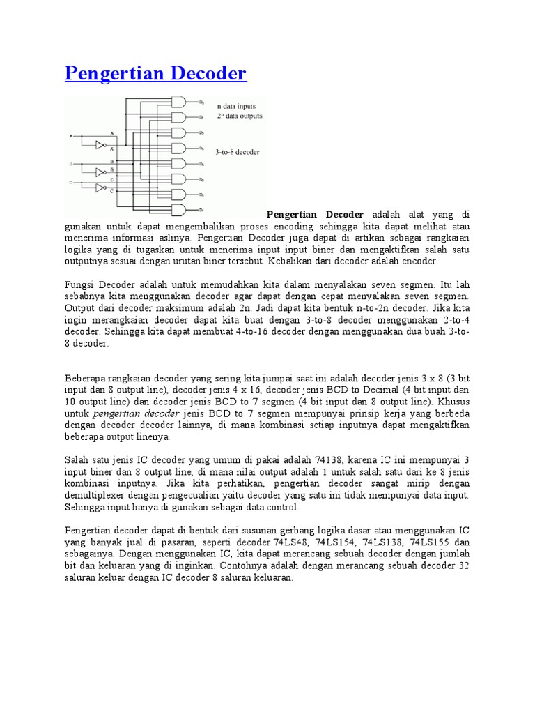 Pengertian Decoder | PDF