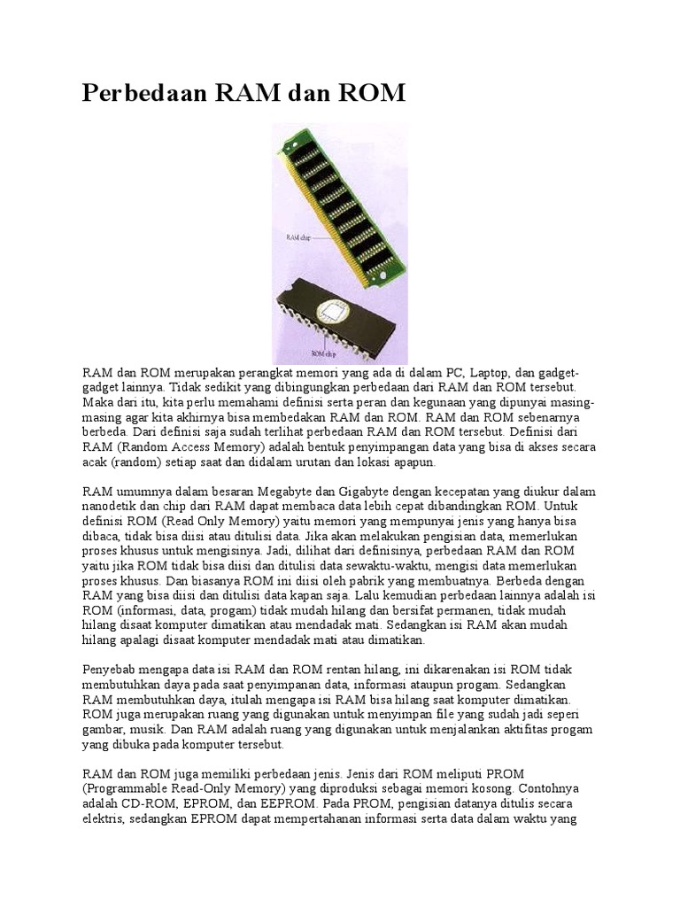 Perbedaan RAM Dan ROM | PDF