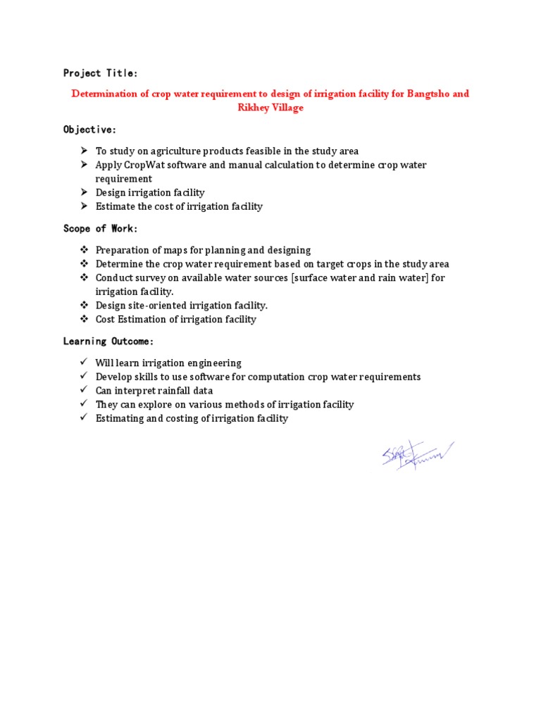 Irrigation Design for Bangtsho & Rikhey | PDF | Technology & Engineering