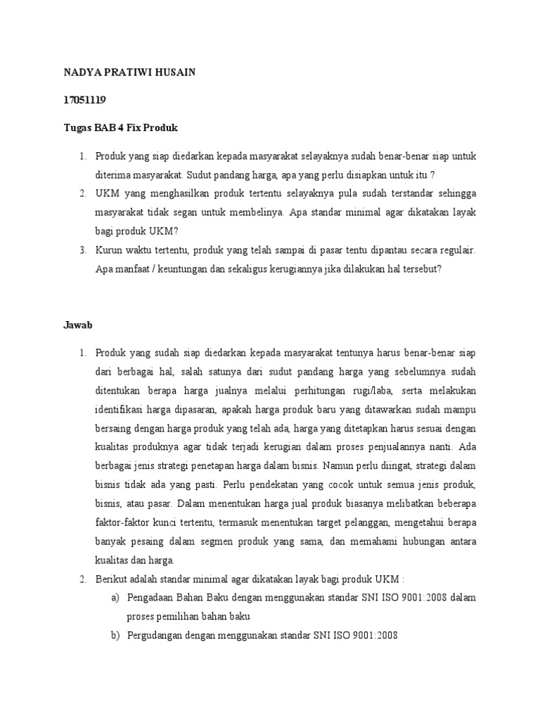 BAB 4 Fix Produk (Nadya Pratiwi Husain 17051119) | PDF