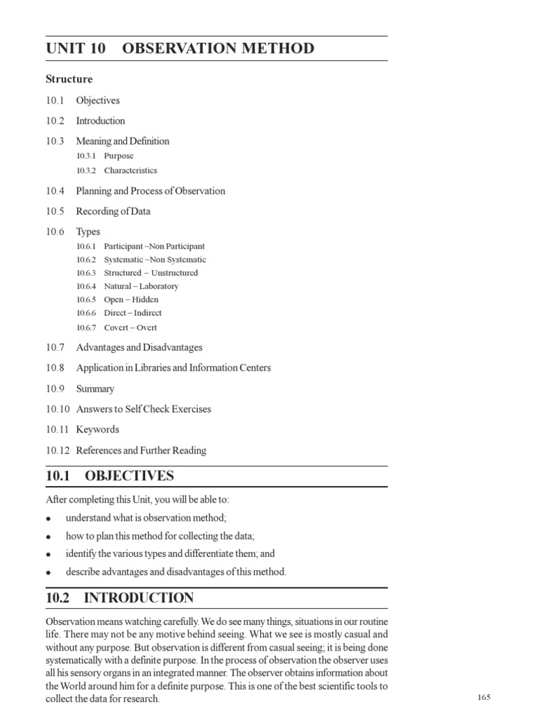 Unit 10 Observation Method: Structure | PDF | Observation | Data