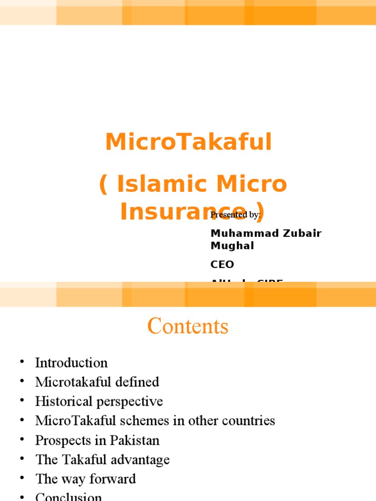 Microtakaful (Islamic Micro Insurance) : Muhammad Zubair Mughal Ceo ...